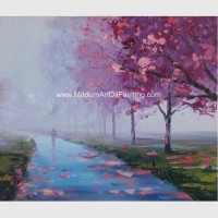 Quality Abstract Custom Palette Knife Landscape Painting Country Road For Star Hotels for sale