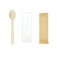 Quality 7'' Disposable Wrapped Cutlery Kit Biodegradable Spoon And Napkin Party Supplies for sale