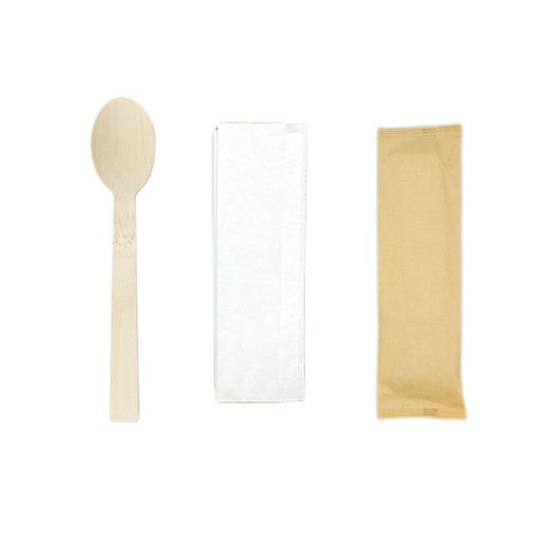 Quality 7'' Disposable Wrapped Cutlery Kit Biodegradable Spoon And Napkin Party Supplies for sale