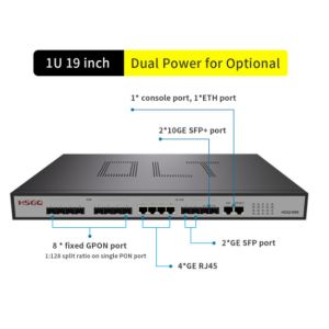 Quality FCC 8 Ports Gpon OLT 2×10GE SFP Uplink Slots 4 ×10/100/1000M RJ45 Uplink for sale