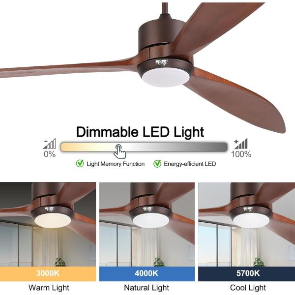Quality 65 Contemporary Ceiling Fan Light with Voice Control and Dimmable LED Light for sale