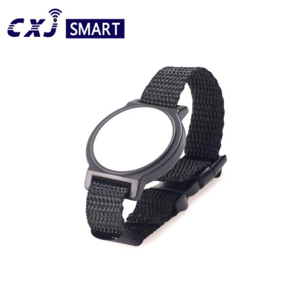 Quality Contactless Fabric RFID NFC Bracelet Silicone Woven 1k Chips for sale