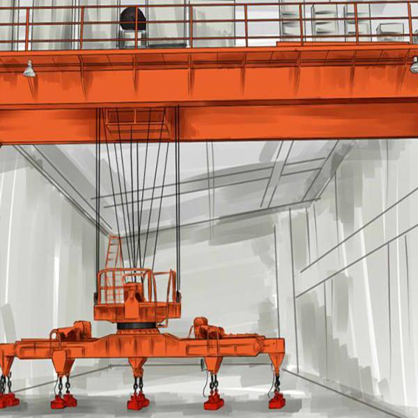 Quality QL Model Double Beam Bridge Crane With Rotating Elecromagnetic Hanging Beam​ for sale