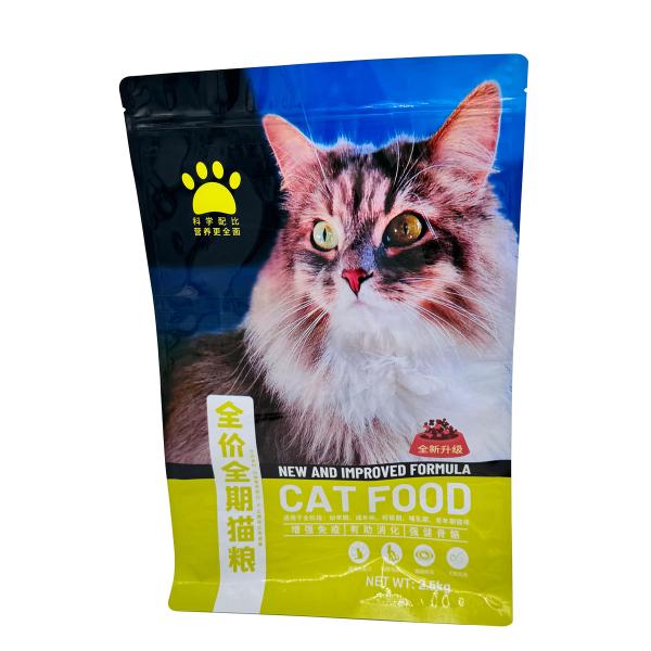 Quality 2.5kg Glossy Foil Lined Square Flat Bottom Dog Food Pouch Stand Up For Cat Dog Treats Packaging for sale