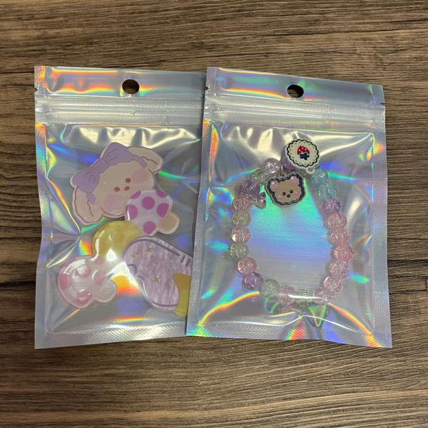 Quality Customize Small Laser Zip Mylar Holographic Laser Bags for sale