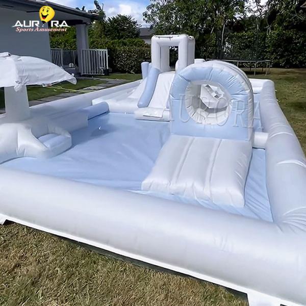 Quality White Outdoor Inflatable Soft Play Equipment Playground Water Slide Pool For for sale