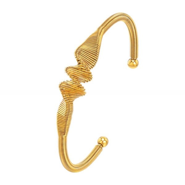 Quality 18K Gold Plated Stainless Steel Bangle Bracelets Spiral Adjustable For Women for sale