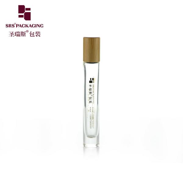 Quality GB1-10ml Empty Coating Glass Roll On Applicator Bottle 10ML With Bamboo Cap for sale