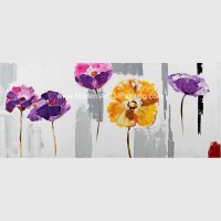 Quality Hand Painted Abstract Art Canvas Paintings , Acrylic Purple Floral Wall Art for sale