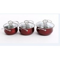 Quality Professional Red Pots And Pans Set , Non Stick Stainless Steel Cookware Set for sale