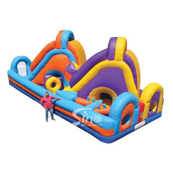 Quality Giant Double Lane Slide Kids Inflatable Obstacle Course For Outdoor for sale