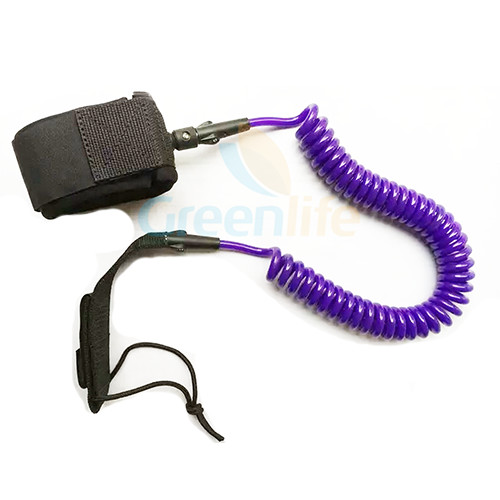 Quality 10'' Length Stretchable High Quality Black / Red Coiled SUP Leashes for sale