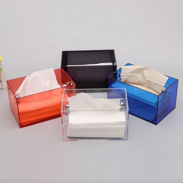 Quality acrylic cover box Colorful Tissue Colored Napkin Organizer for sale
