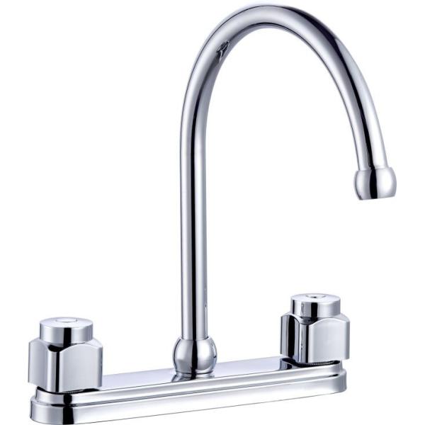 Quality Polished Chrome Centerset Kitchen Faucet 2 Handle Drip Free for sale