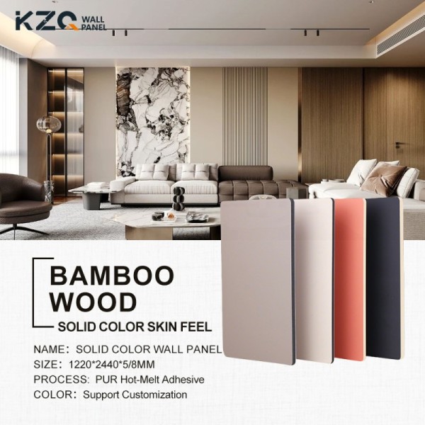 Quality Customization Solid Color Skin Feel Wall Panel Bamboo Wood Fiber Wall Panel For Living Room for sale