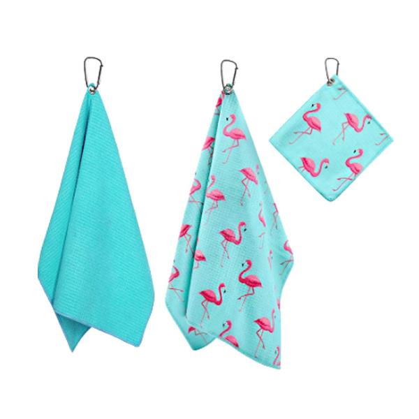 Quality Absorbent Microfiber Waffle Weave Golf Towel Printed Custom Logo for sale