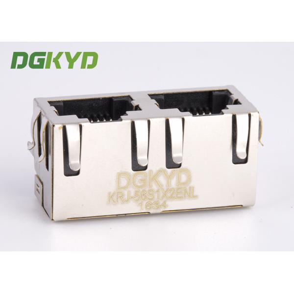 Quality Right angle PCB mount dual port combo RJ45 connector ethernet modular jack for sale