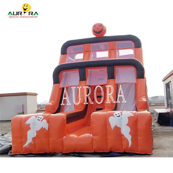 Quality Orange Inflatable Water Slide With Pool Bounce House For Summer for sale