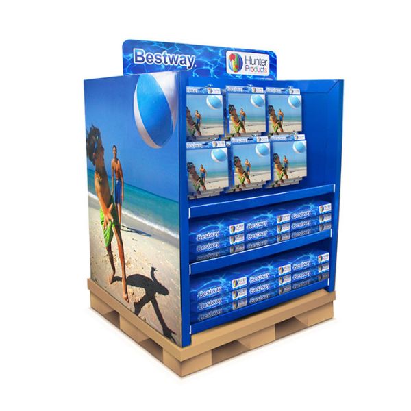 Quality Custom Corrugated Cardboard POP Counter Displays Retail Store Pallet Display for sale