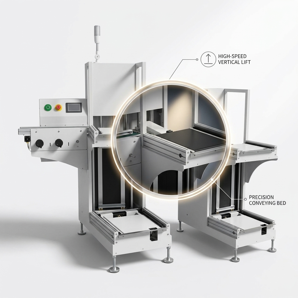 Quality Automatic SMT L-type PCB Unloader featuring Down Loader and Magazine Collector for sale