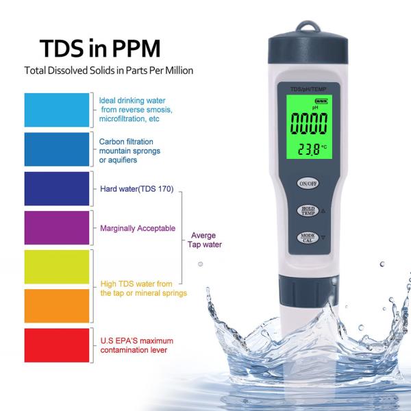 Quality 3 - In - 1 Water Quality Tester TDS/pH/Temp Meter With Auto Calibration for sale