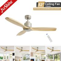 Quality 52 Inch Solid Wood Blade Ceiling Fan With Remote Control for sale