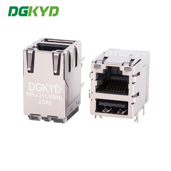 Quality KRJ-21USBNL Rj45 8p8c Modular Connector USB2.0 Socket Integrated With 100Mbps Network Interface Tab Up for sale