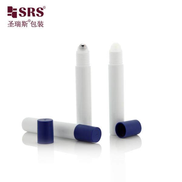 Quality Injection White Color Round Eye care Serum Plastic Empty 15ml Roll Bottle for sale