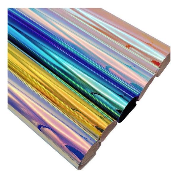 Quality Rainbow Pu Holographic Metallic Colorful Mirror Leather Synthetic Artificial for sale