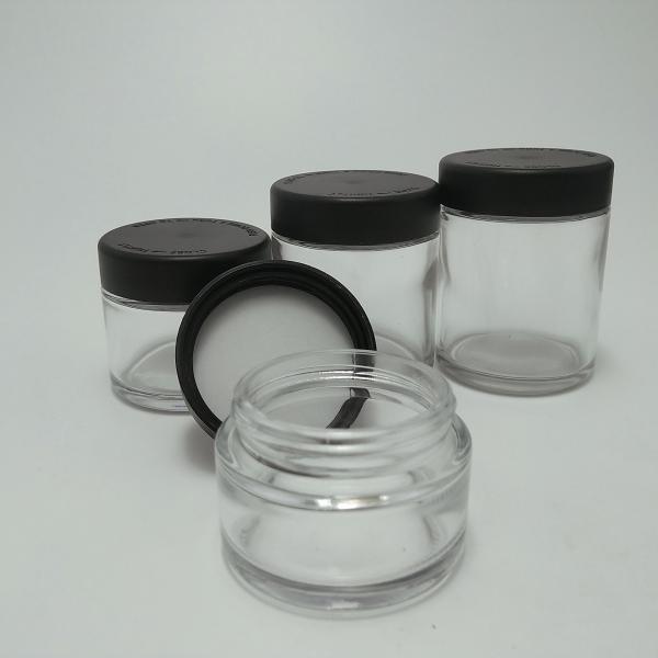 Quality Child Resistant Caps CBD Herbs Packaging Clear Glass Jar for sale