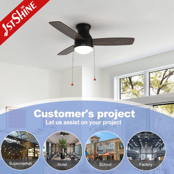 Quality Home 44 Inch Ceiling Fan with Light and Pull Chain Switch 45W AC Motor for sale
