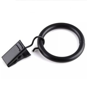 Quality Iron Black Round 1 Inch Drapery Hardware Rings Hooks for sale