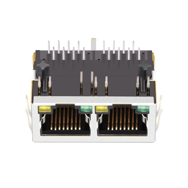 Quality JXR8-1001NL 1x2 Port 10/100 Base-T G/Y Led Ethernet Lan Port Network Jack RJ45 for sale