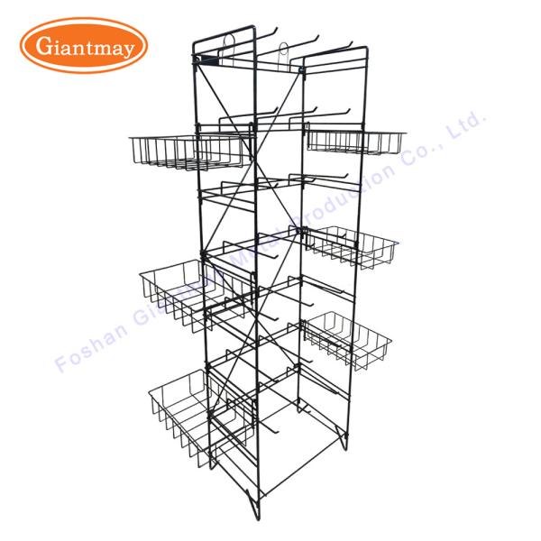 Quality Flooring Metal Wire Potato Chips Display Candy Basket Rack for sale