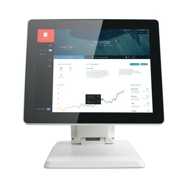 Quality PCAP 1024x768 Fanless PC Pos System J1900 CPU 15in Windows 10 300cd/M2 for sale