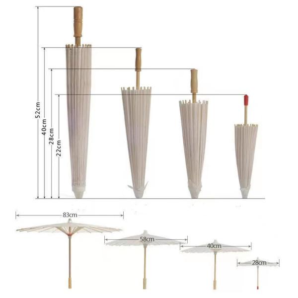 Quality Handmade Props White Japanese Paper Umbrella with Customized Designs Logo Printing for sale