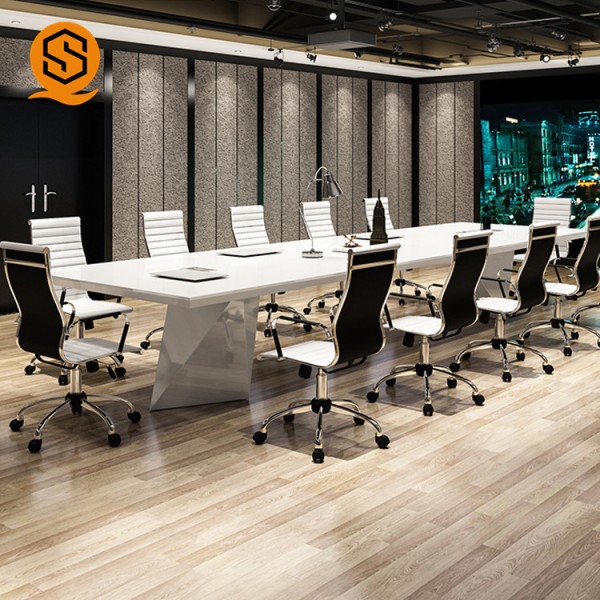 Quality Artificial Stone Rectangular Conference Table White Color For Office for sale
