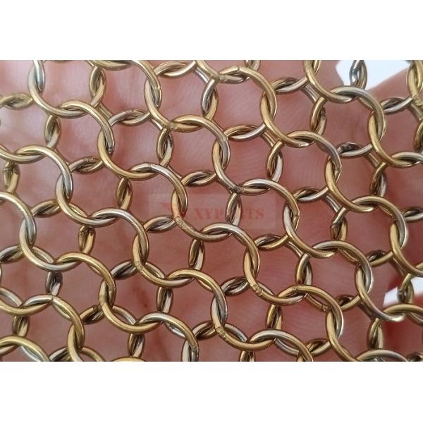 Quality Electroplating 0.8mm X 7mm Metal Ring Mesh For Space Divider Curtain for sale