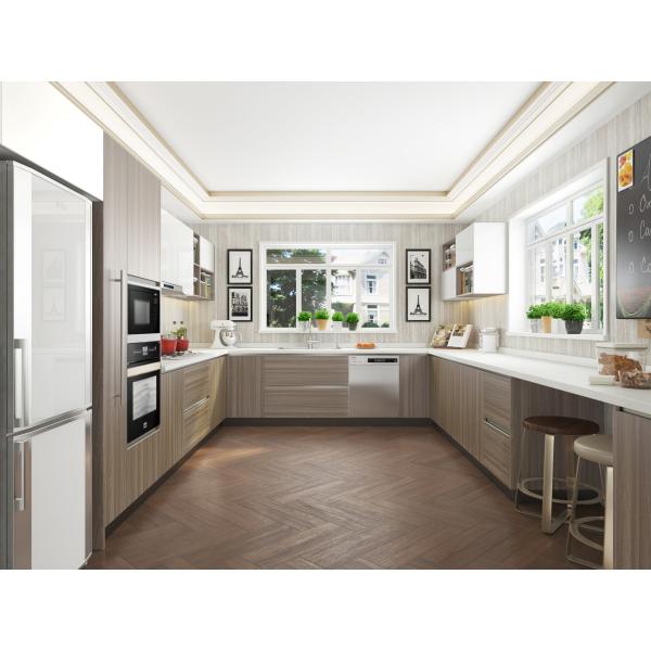 Quality Wall Mounted Modern Gray Kitchen Cabinets Melamine MDF Ready Made Cupboards for sale