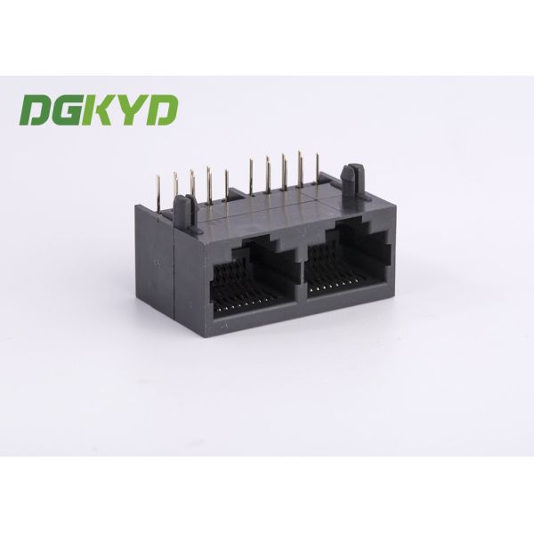 Quality Customized PBT black tab down 1 x 2 double port RJ45 keystone jack for sale