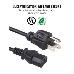 Quality Black Jacket American Power Cord 125V 16AWG For Electronic Device UL 3 Pin Plug for sale