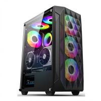 Quality ETEK - ATX/Matx Computer Case Tempered Glass panel on Side Pressed Mesh Front Panel Support Water-cooled Radiator for sale