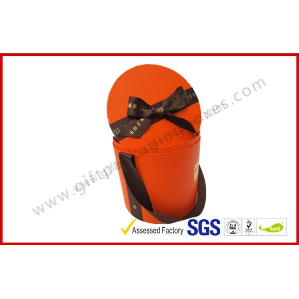 Quality Round Luxury Gift Boxes / PVC Lamination Ribbon Gift Cylinder for sale