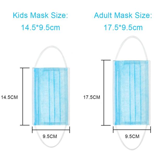 Quality Outdoor 3 Ply 9" x 3.7" Disposable Medical Face Mask for sale