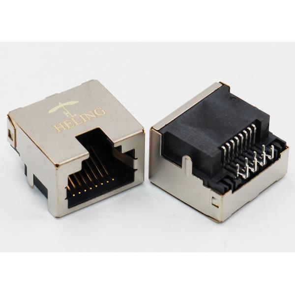 Quality Female Low Profile RJ45 Connector R / A Offset / Overhangs PCB Thru - Hole for sale
