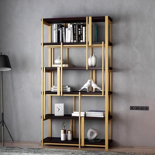 Quality Custom Modern Stainless Steel Hotel Furniture Bookshelf Display Cabinet Gold for sale