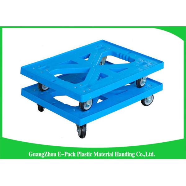 Quality 150kg Durable Heavy Duty Plastic Moving Dolly , Logistics Four Wheel Trolley for sale