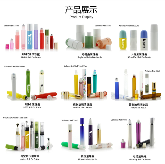 RPPE(S)-50ml 75ml Gradient coating spraying peach pink white refillable deodorant gel roller bottle with big steel metal massage ball packaging