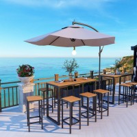 Quality Scandinavian Outdoor Leisure Wood Plastic High Table and Chairs Iron Combination for sale