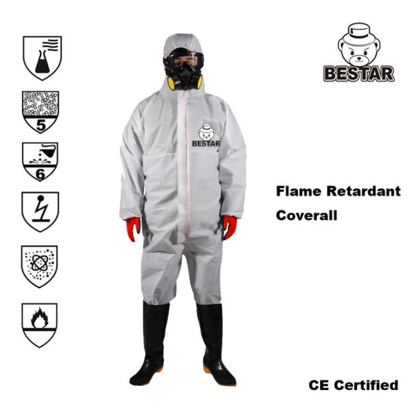 Quality CE Certificed Flame Resistant Type 5/6 SMS Coverall for Medical and Hospital for sale